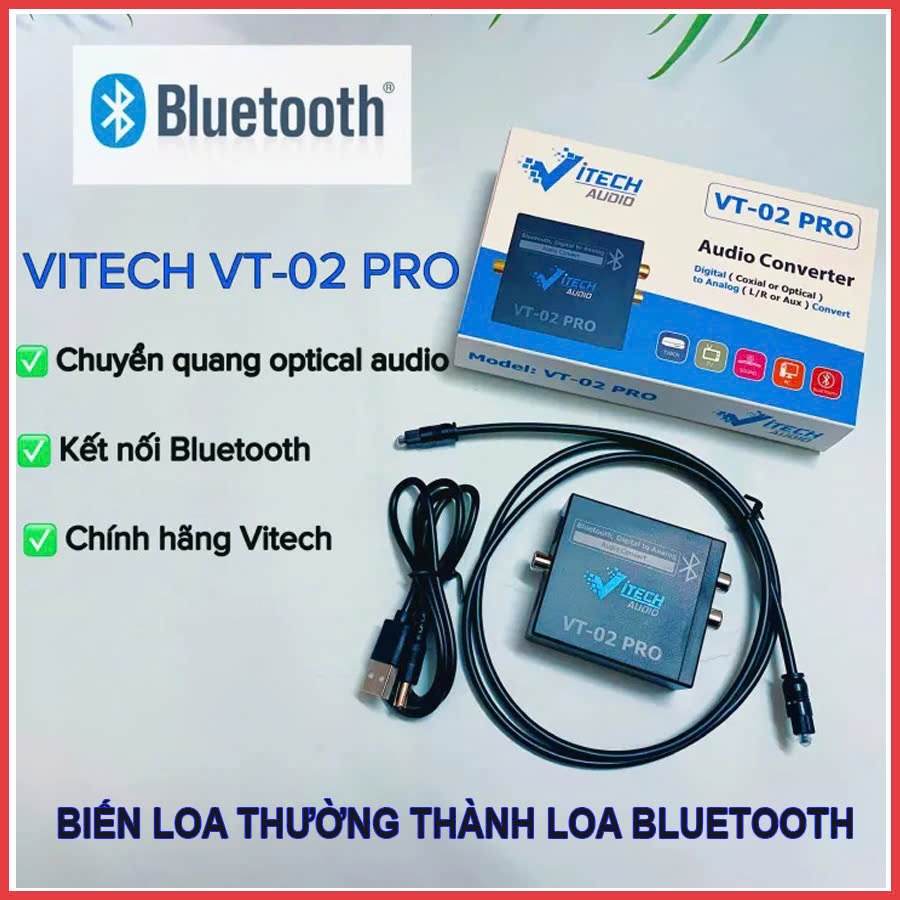 Bộ chuyển đổi âm thanh quang học optical to analog VITECH VT02 PRO, LG96PRO Kết nối Bluetooth ...