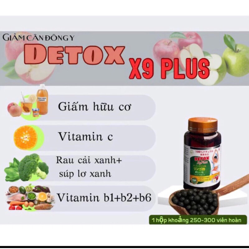 Detox X9 Plus Giảm Cân Đông Y Hộp 250-300 viên | Shopee Việt Nam