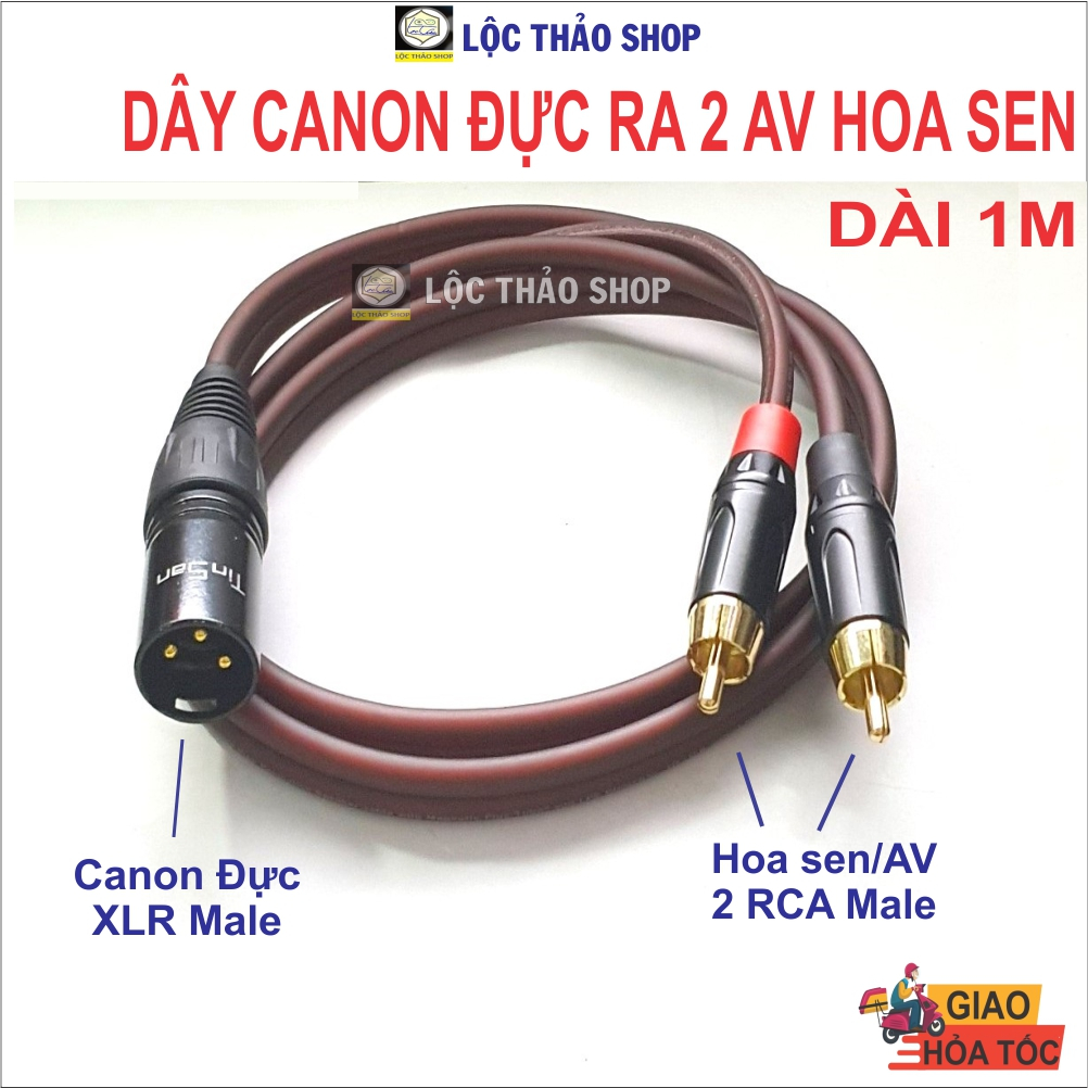 Dây Canon Đực ra 2 Hoa sen AV dài 1M - Dây Canon XLR đực ra 2 đầu AV ...