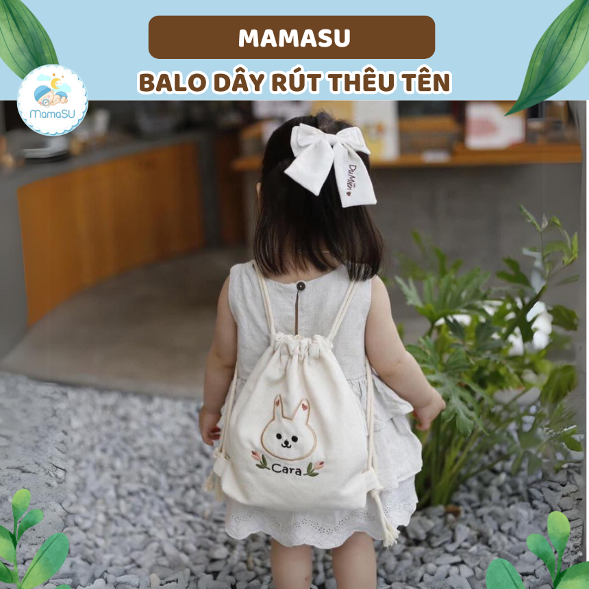 (THÊU TÊN) Balo dây rút Mamasu thêu tên cho bé phong cách Hàn Quốc ...