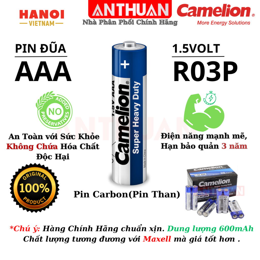 [Hộp 40 viên] Pin Tiểu AA 2A Eveready , Đũa AAA 3A Camelion Super Heavy Duty Battery 1.5V R6P ...