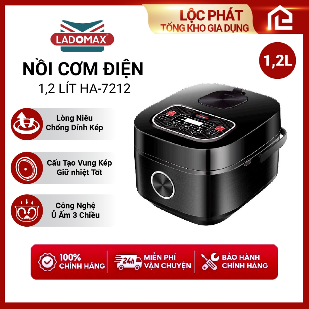 Nồi Cơm Điện Tử Ladomax HA-7212 1.2L Lòng Nhôm Phủ Men Chống Dính Hàng ...