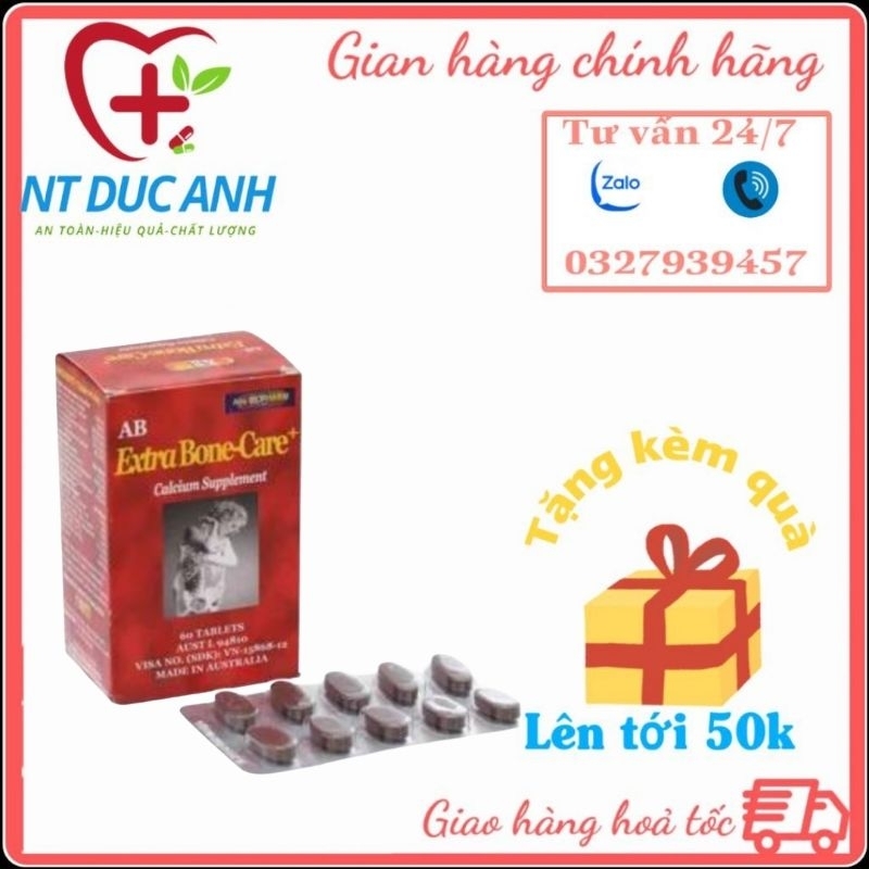 AB Extra Bone-Care+ bổ sung canxi, trị loãng xương hộp 60 viên | Shopee ...
