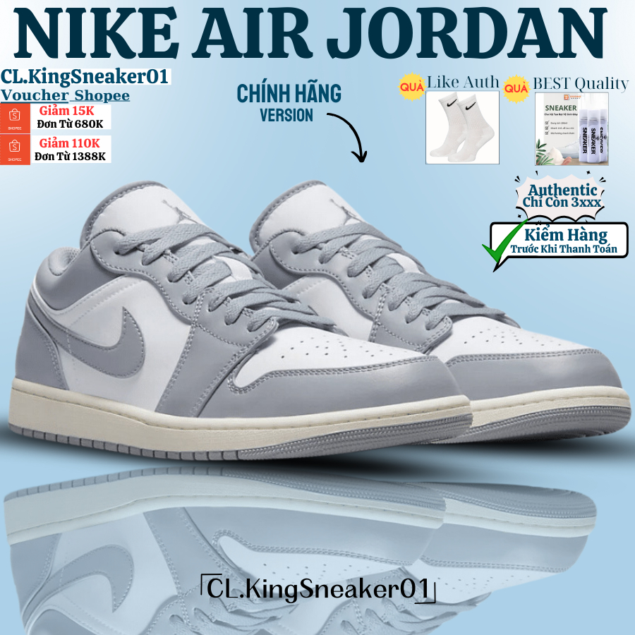 Giày Air_JD 1 Low ‘Vintage Grey’ 553558-053 Chính Hãng- Bản Cao Cấp ...