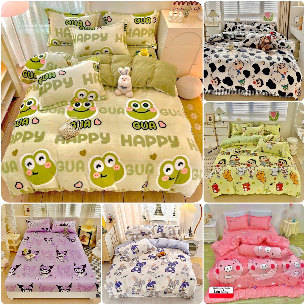 Sét Chăn Phao 5 món Cotton Poly Chăn Sẵn Ruột Bông Pollyester Trắng ...