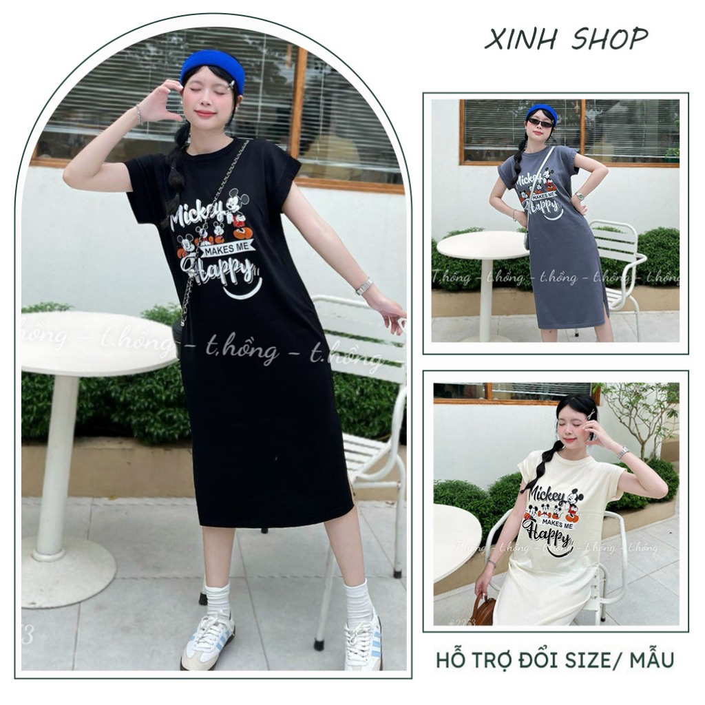 ĐẦM VÁY BẦU LEN MICKY HÈ THU DÁNG SUÔNG CHẤT ĐẸP NHIỀU MÀU HOTREND V921 - VÁY THỜI TRANG NỮ MẶC ...