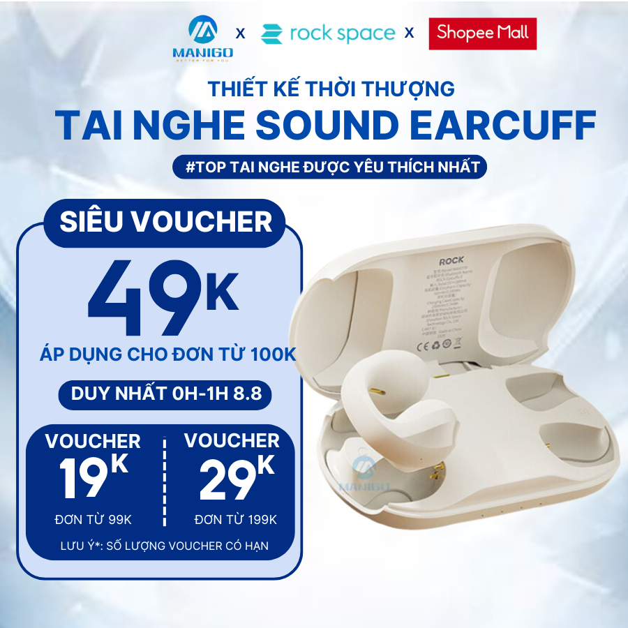 Tai Nghe kẹp tai Bluetooth Không Dây TWS ROCK Sound EarCuffs Bảo Hành ...