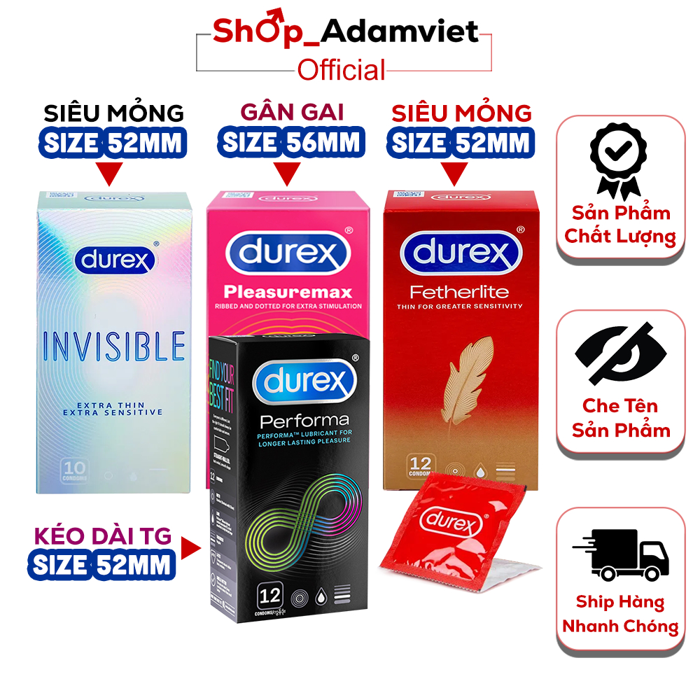 [COMBO 4 Hộp] Bao cao su Durex Performa, Bcs Fertherlite Siêu Mỏng ...