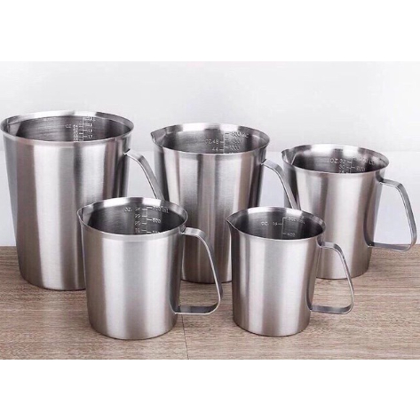 Ca định lượng inox 304, ca đong inox có vạch chia ml (500ml, 700ml, 1000ml, 1500ml, 2000ml ...