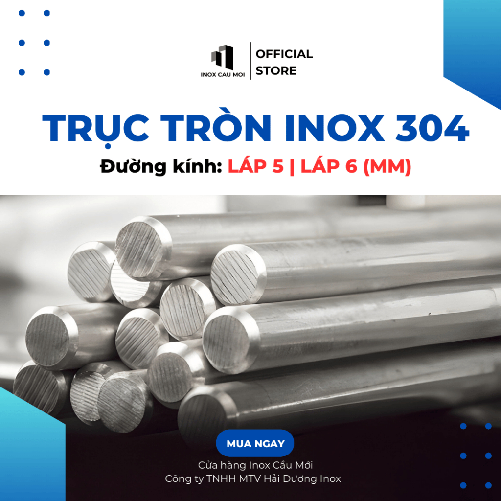 Trục tròn đặc inox 304 phi 5mm, 6mm - chiều dài 1m/1.2m/1.5m | Shopee ...