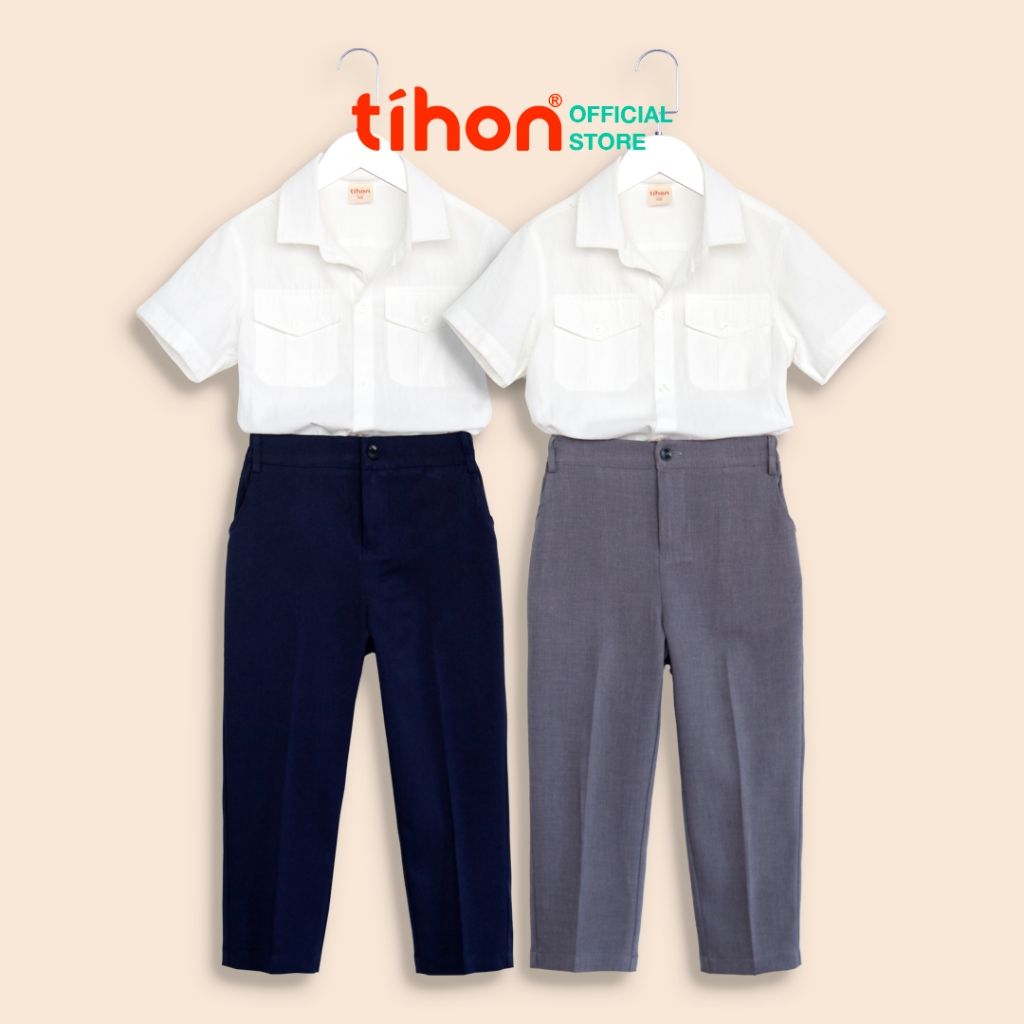 Bộ áo sơ mi trắng quần âu bé trai TIHON phong cách lịch lãm thoáng mát ...