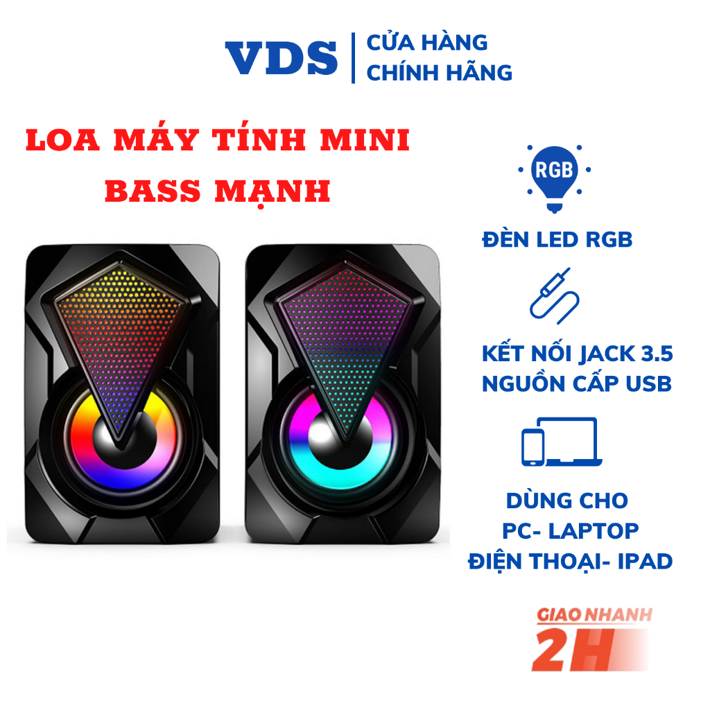 Loa máy tính mini led- Loa vi tính để bàn cho laptop, cây pc, điện ...