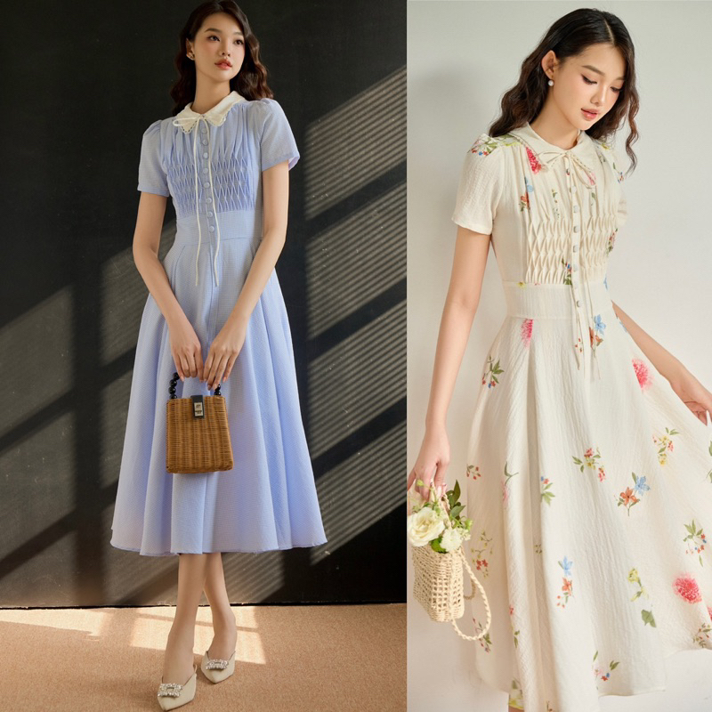 váy somi xếp li ngực jena dress | Shopee Việt Nam