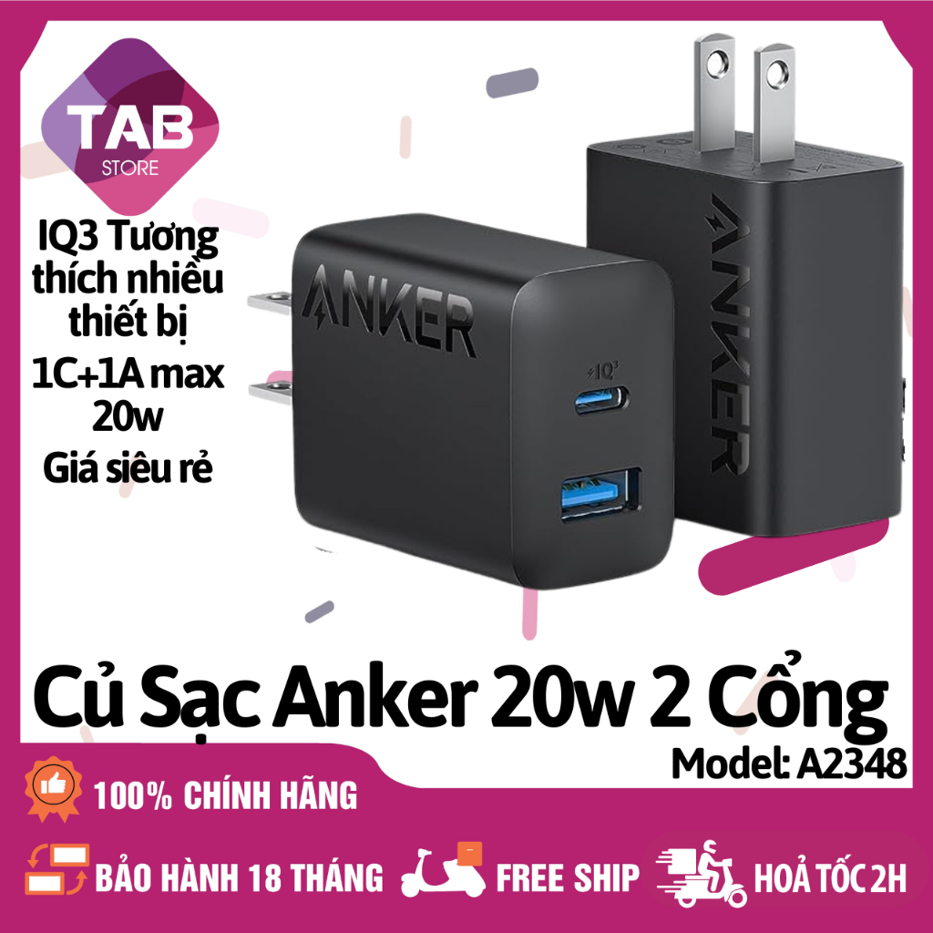 Củ Sạc Anker 20w 2 Cổng C+A IQ3 - A2348 A2347 (Bảo Hành 18 Tháng ...