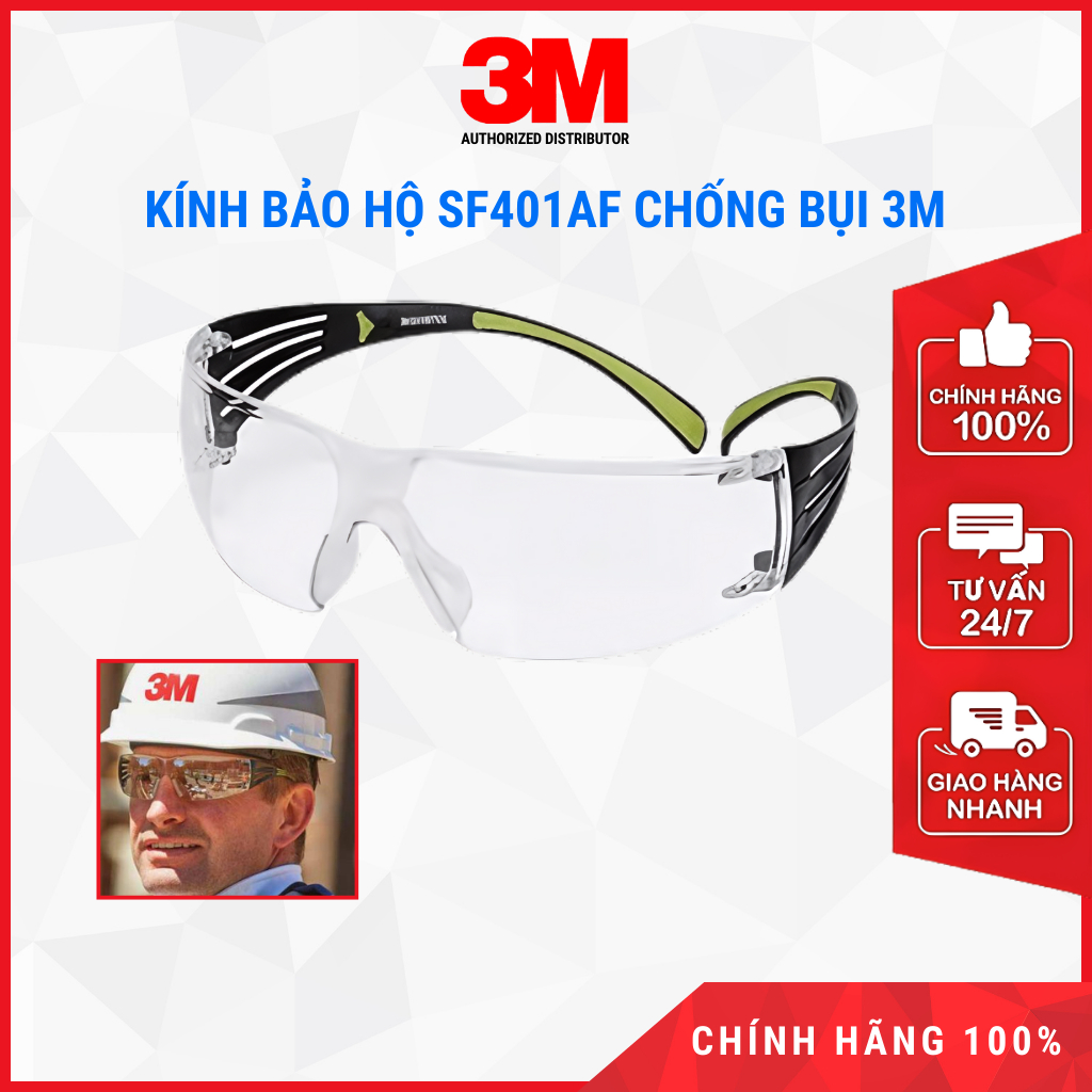 Kính bảo hộ 3M SF401AF chống bụi, chống tia UV, chống đọng sương, chống ...