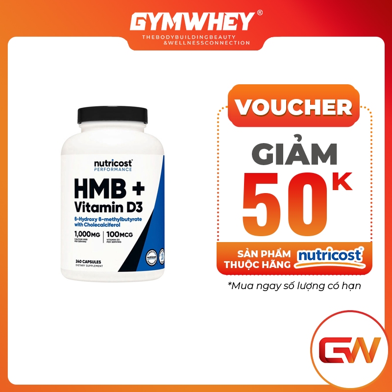 NUTRICOST HMB + VITAMIN D3 (1000MG, 4000IU) 240 Viên Nhộng Bảo Vệ Và ...