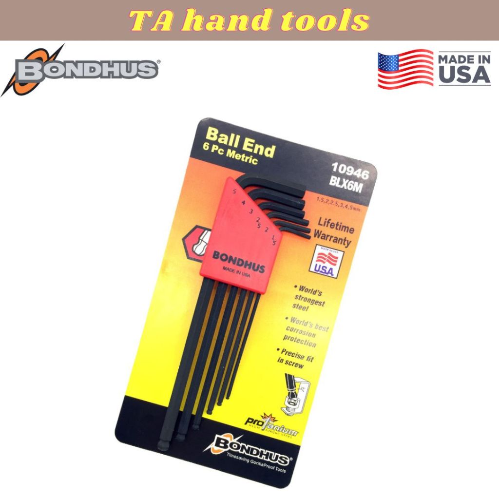 Bộ lục giác đầu bi Bondhus 10946 Made in USA - gồm 6 chi tiết từ 1,5 ...
