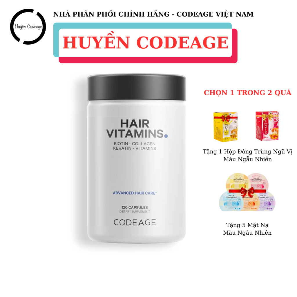 Viên uống Vitamins Hair Codeage 120 viên hỗ trợ mọc tóc (Huyền Codeage) | Shopee Việt Nam