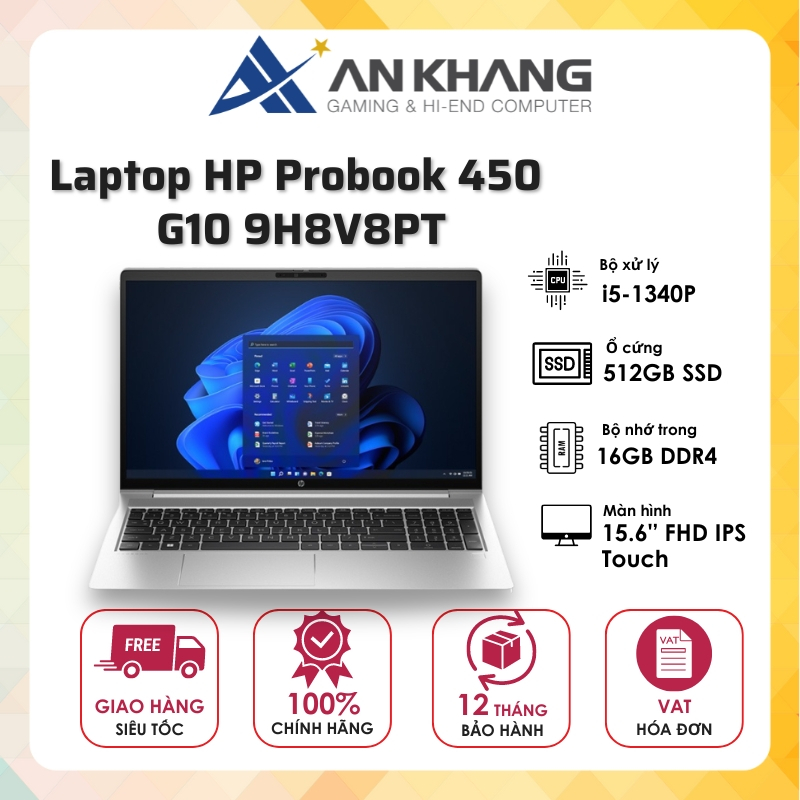 Laptop HP Probook 450 G10 9H8V8PT (i5-1340P, 16GB RAM, 512GB SSD,15.6" FHD Touch) Chính hãng Bảo ...