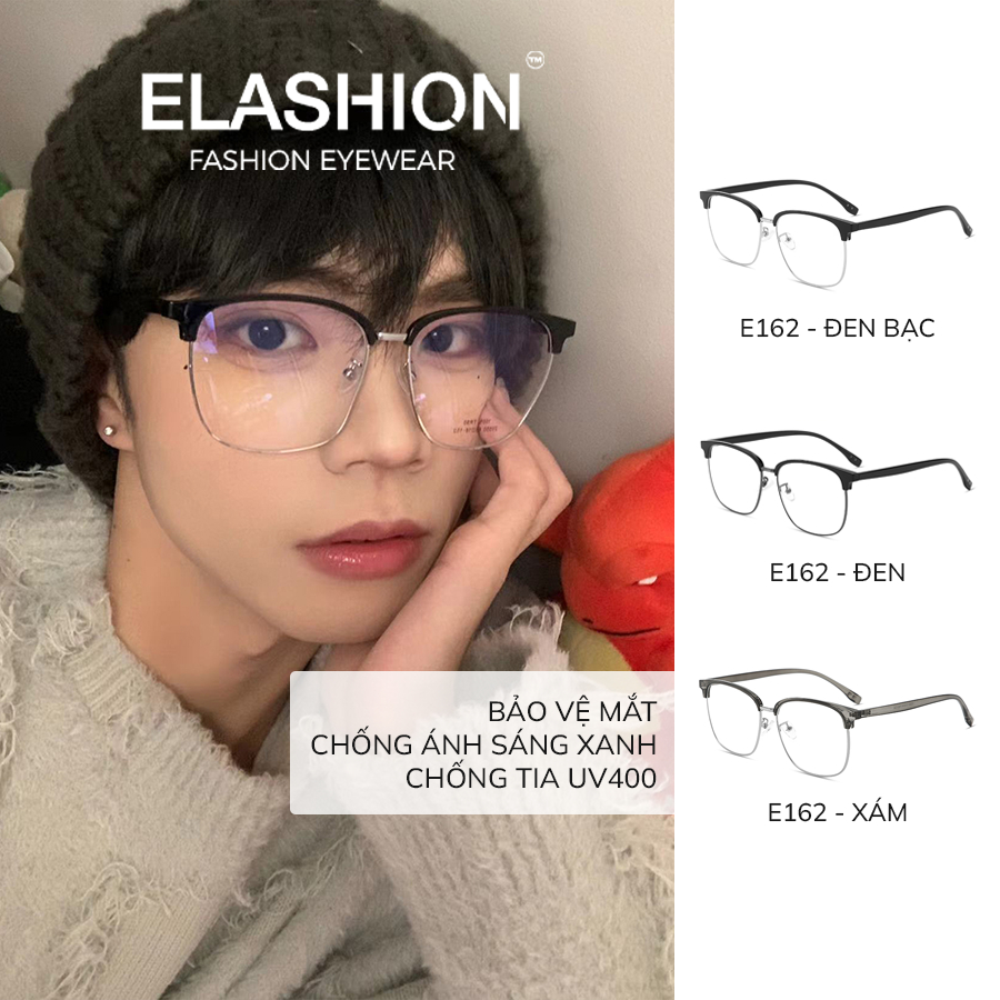 Kính mắt ELASHION Nam Nữ, Gọng kính thiết kế tinh tế đơn giản phong ...