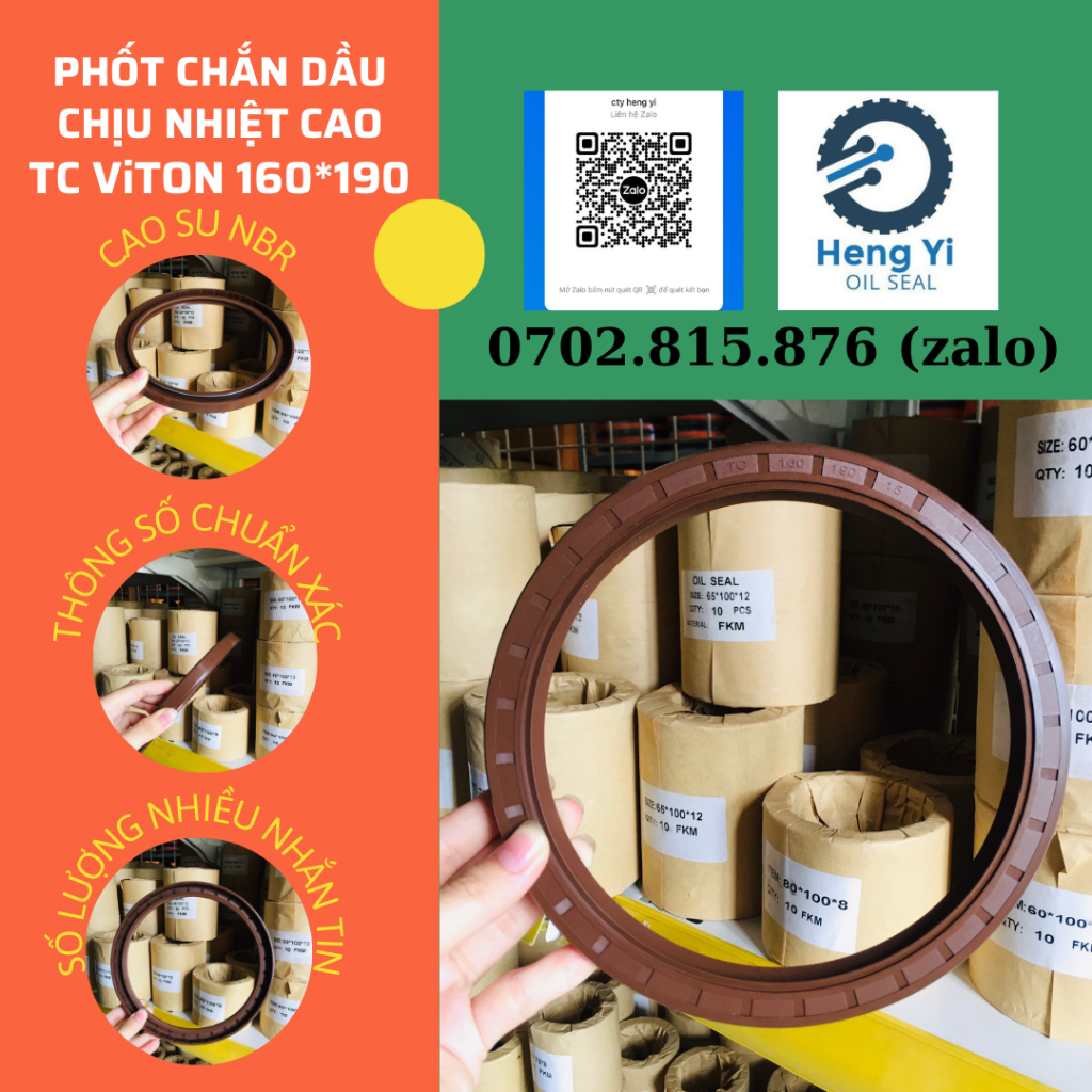 PHỐT CHẮN DẦU TC VITON 160*190*15 OIL SEAL VITON CHỊU NHIỆT CAO Viton ...