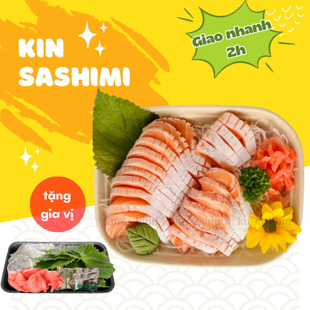 [HCM-GIAO HỎA TỐC 2H] Sashimi Bụng Cá Hồi kèm gia vị, [xem mô tả sản ...