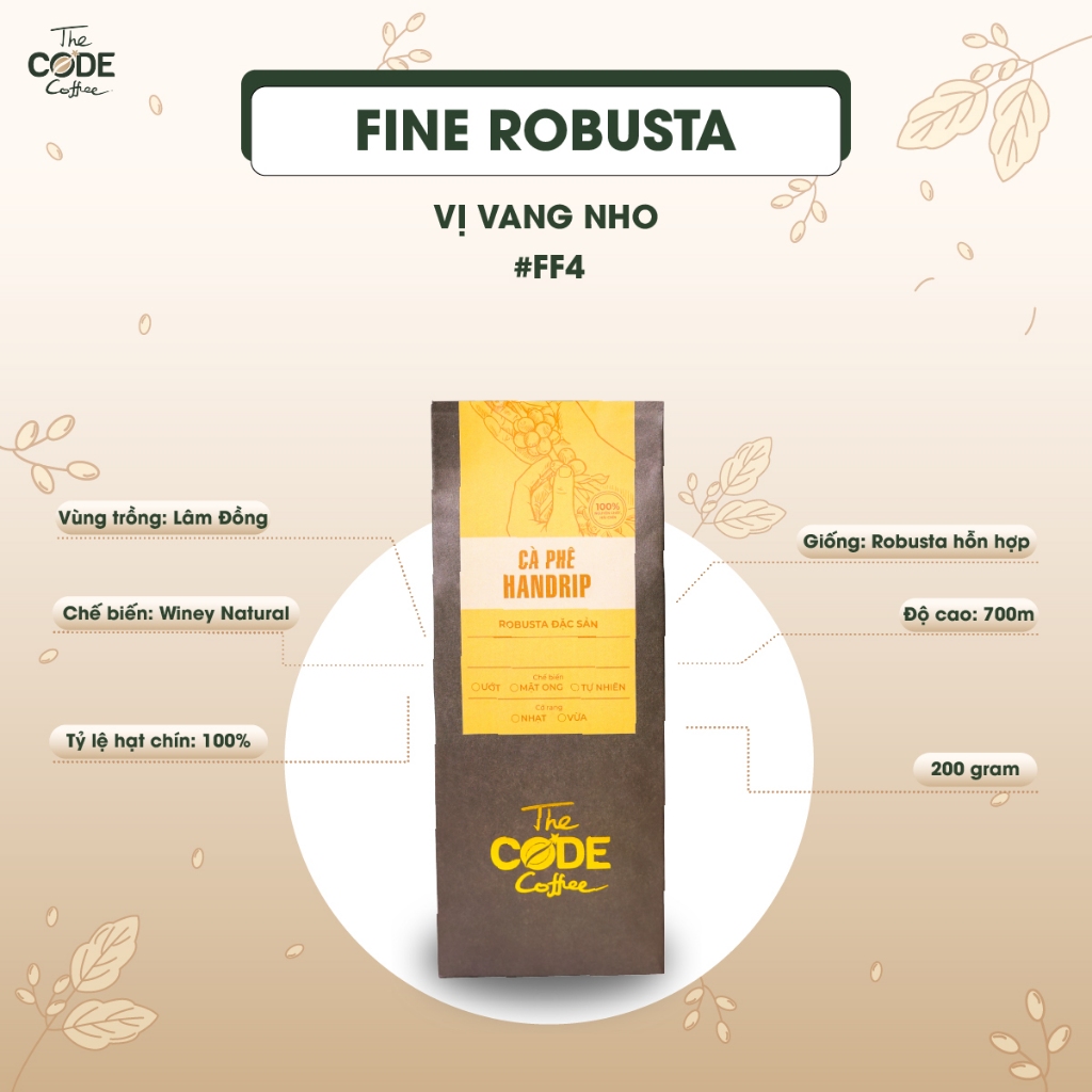 Cà phê Fine Robusta Vị Vang Nho 200 gram #The Code Coffee #RFF4 | Shopee Việt Nam
