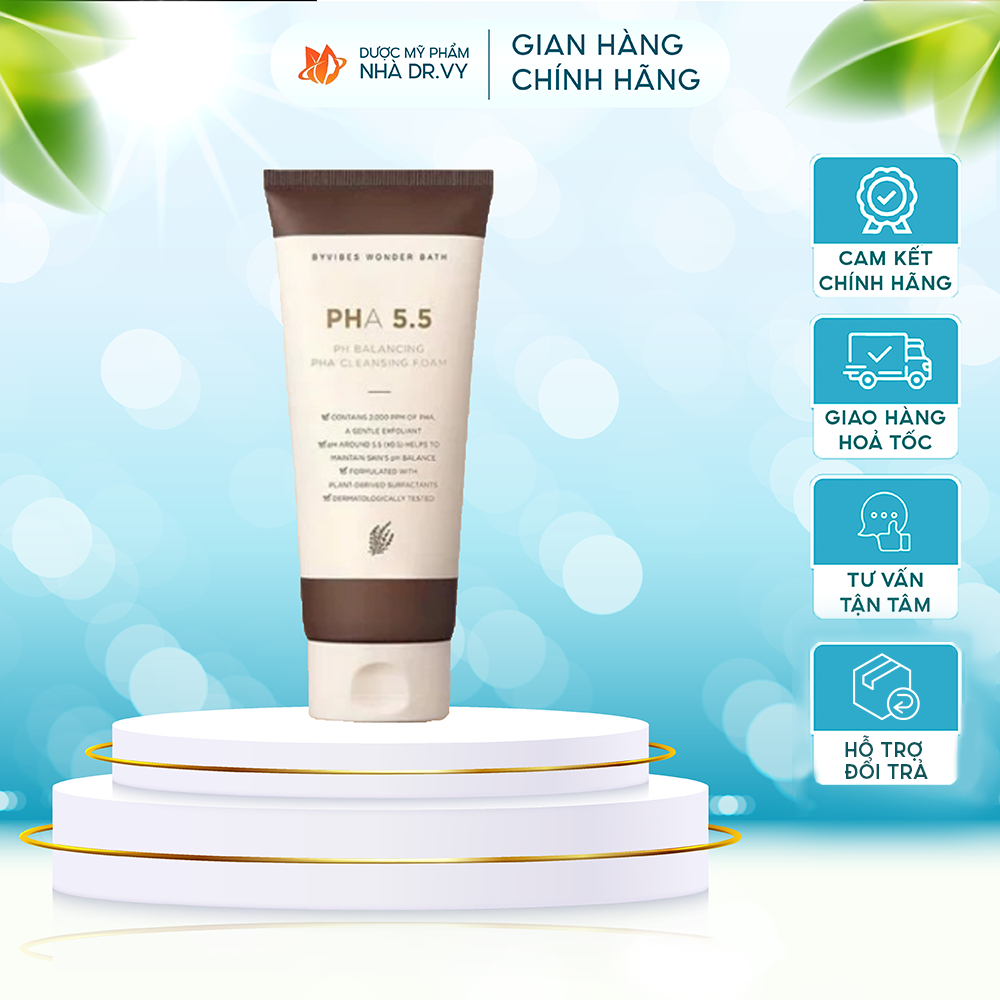Sữa Rửa Mặt Tẩy Tế Bào Chết Byvibes Wonder Bath PHA 5.5 PH Balancing PHA Cleansing Foam Giúp Giữ ...