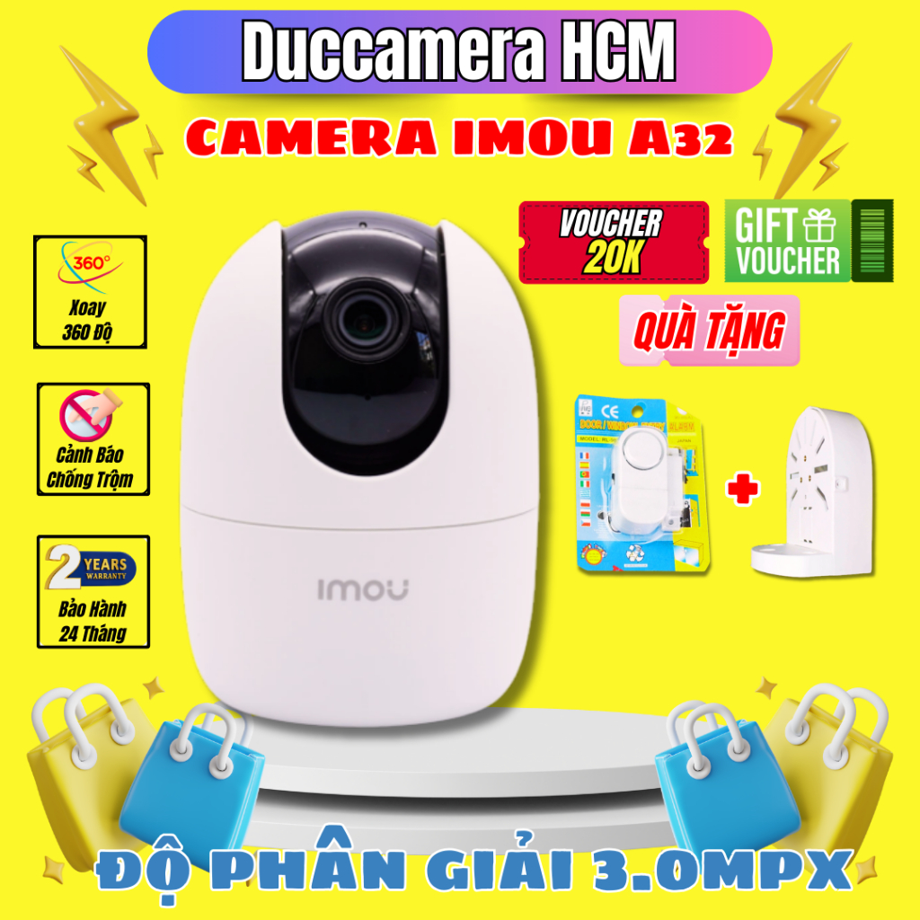 Camera IMOU A32 2K 3.0MPX Sắc Nét, xoay 360 độ, có đàm thoại, phát hiện ...
