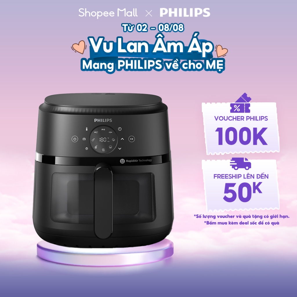 Nồi Chiên Không Dầu Điện Tử Philips NA230/00 6.2 lít |1700W | Cửa Sổ ...