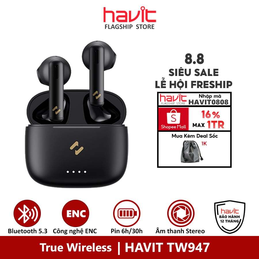 Tai nghe không dây Havit TW947 Bluetooth 5.3 - Hàng chính hãng | Shopee Việt Nam