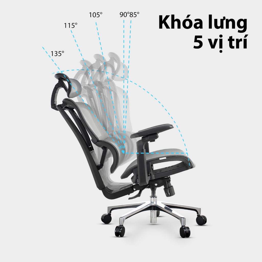 Ghế văn phòng công thái học Nghiafurniture Lumbar full tính năng bá đạo ...