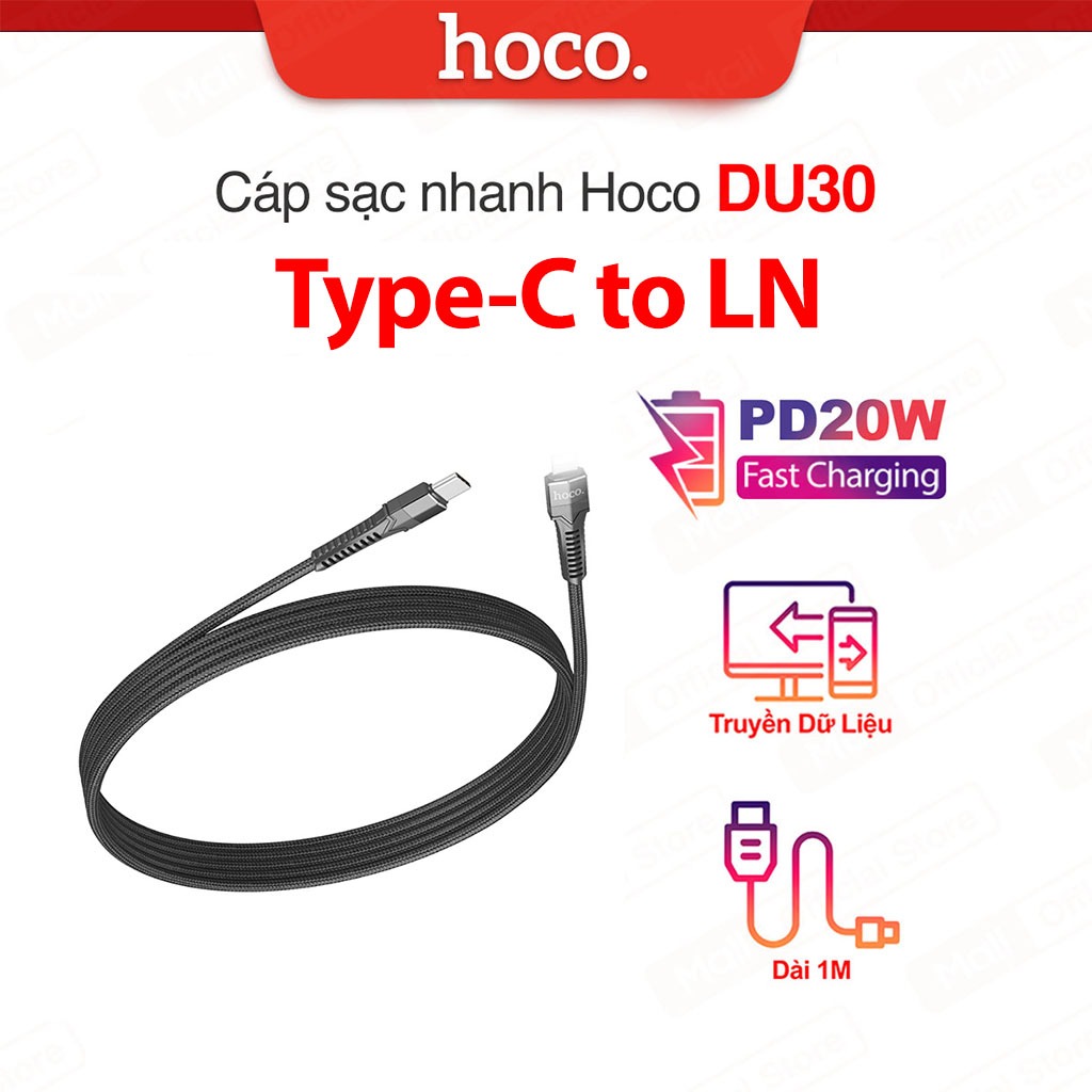 Cáp sạc nhanh Typec to IP PD20W 3.0A Hoco DU30 , truyền dữ liệu dùng ...
