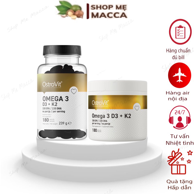 OstroVit Omega 3 D3+K2 180v/90v - Hỗ Trợ Sức Khỏe Tim Mạch, Xương Khớp ...