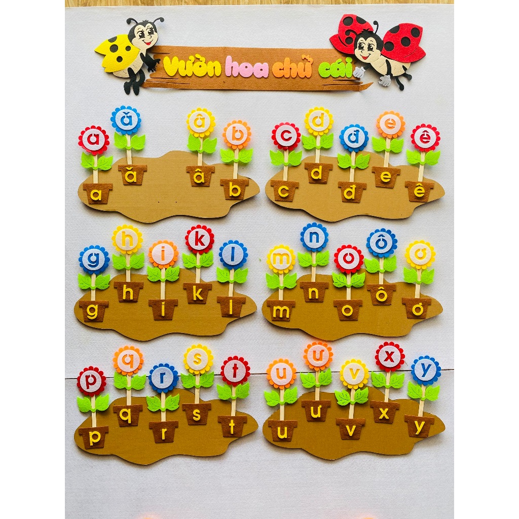 VƯỜN HOA CHỮ CÁI BÌA - trang trí STEAM - trang trí lớp mầm non | Shopee ...