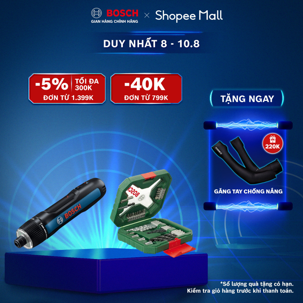Combo 1 Máy vặn vít Bosch GO Gen 2 (2 mũi vít) + 1 Bộ mũi khoan và vặn ...