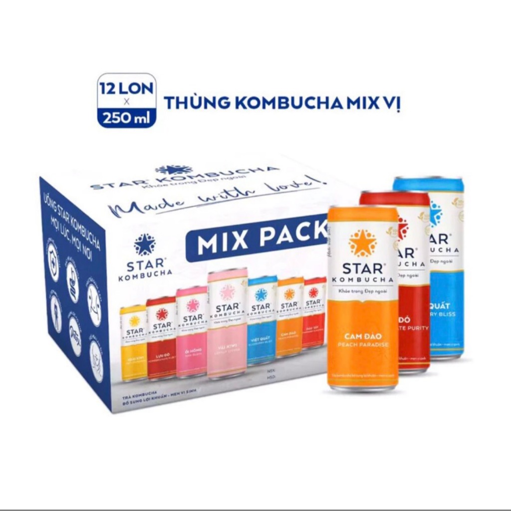 Thùng 12 lon trà Star Kombucha (đủ vị) | Shopee Việt Nam