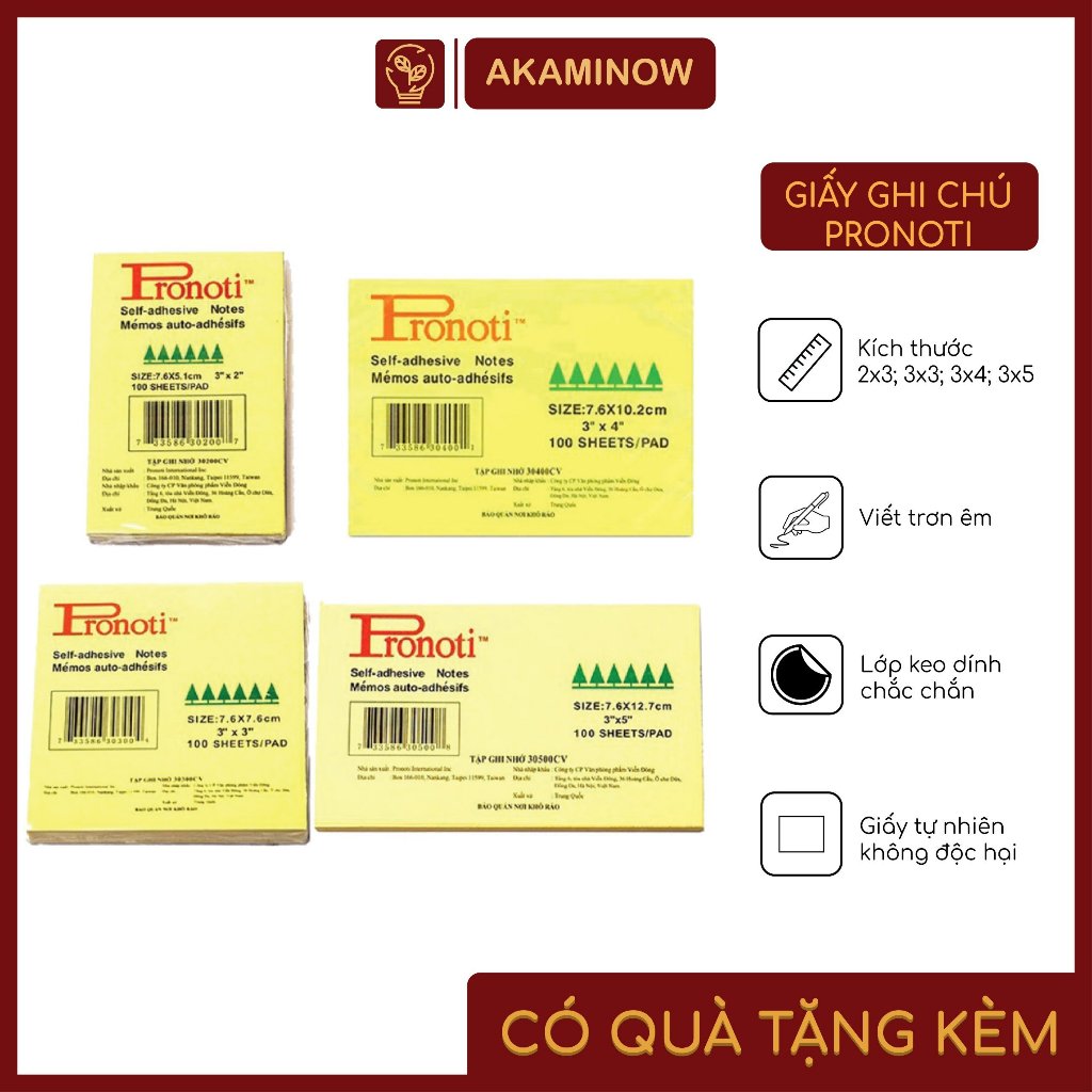 Giấy ghi chú Pronoti - giấy note vàng Pronoti 2x3 3x3 3x4 3x5 | Shopee ...