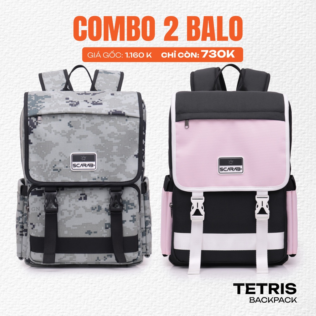[COMBO 2 BALO] Balo Scarab Tetris Backpack Unisex - Ba lô Đi Học, Đi ...