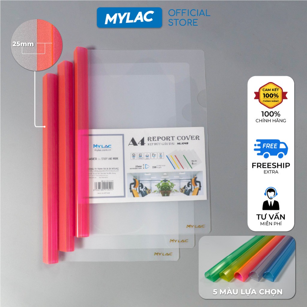 1 lố = 6 cái kẹp rút gáy đại ( gáy lớn 25mm ) bìa trong kẹp chắc khoẻ Mylac kích thước 308 x ...