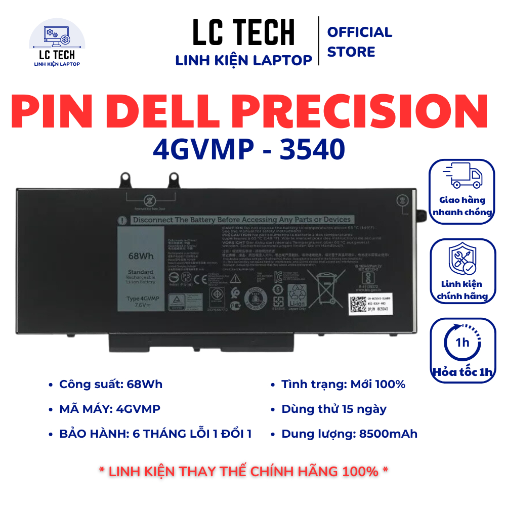 Pin DELL Precision 3540 3541 3550 3551 - 4GVMP- Pin laptop DELL ...