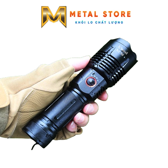 Đèn pin cầm tay siêu sáng P90 W038 METAL STORE đèn sạc điện chống nước,pin trâu | Shopee Việt Nam