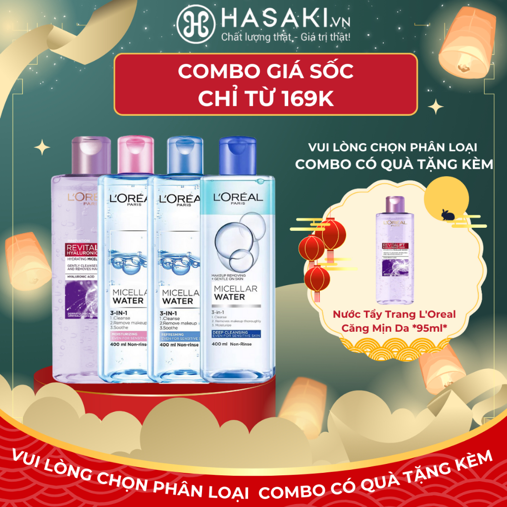 Nước Tẩy Trang L'oreal Dành Cho Da Dầu, Da Nhạy Cảm, Làm Sạch Trang Điểm 400ml Hasaki | Shopee ...