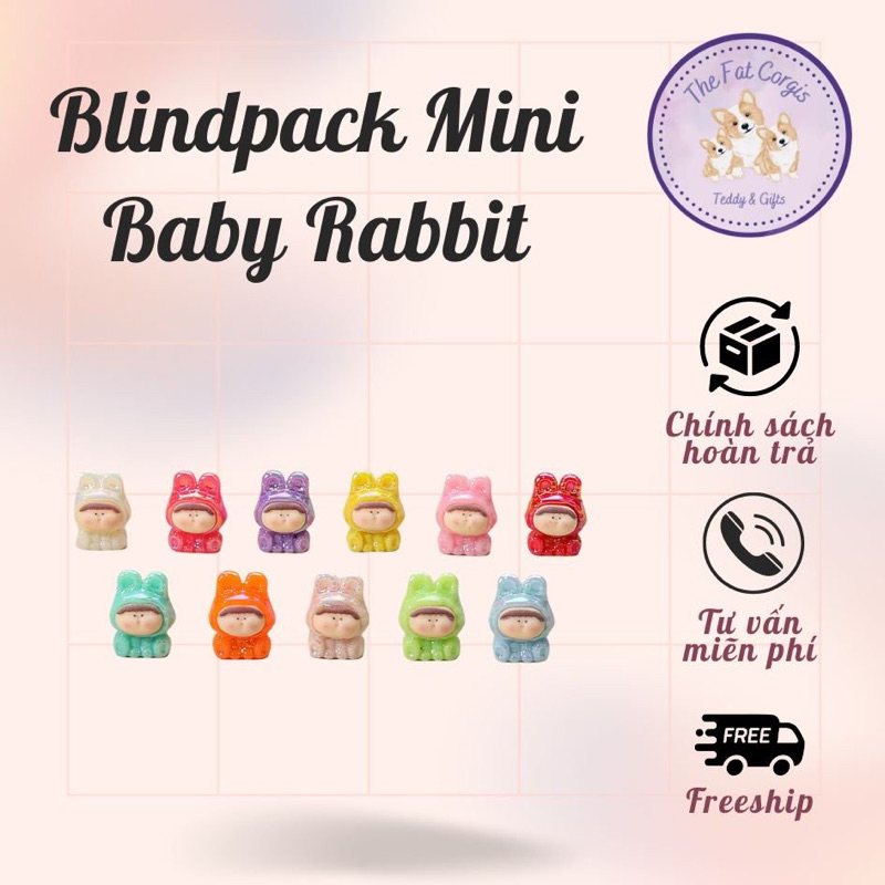 (1 túi 2 con) Blindpack túi mù charm thỏ siêu mini amlls màu hologram ...