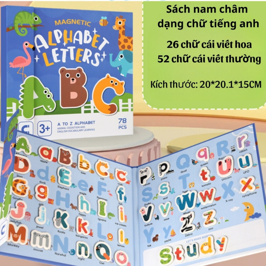 Đồ chơi trí tuệ bảng toán học nam châm,chữ cái và số Animal Alphabet Letters từ A-Z Miababy ...