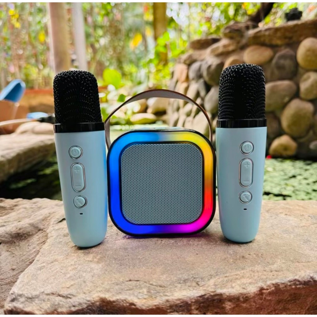 Loa Bluetooth Karaoke Mini K12 công suất 10W kèm 2 micro không dây ...