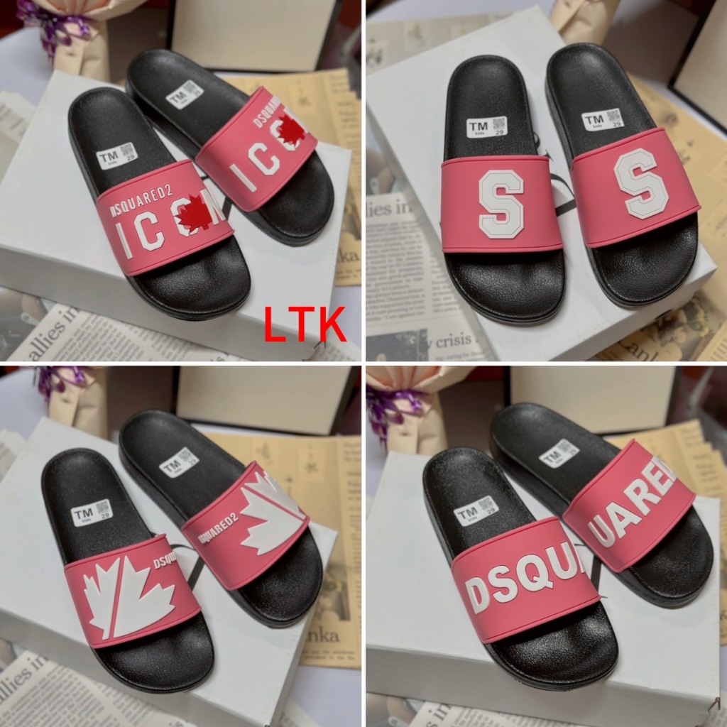 Dép lê nam nữ quai ngang DSQ ICON seri màu hồng, dep icon, dép nam boy ...