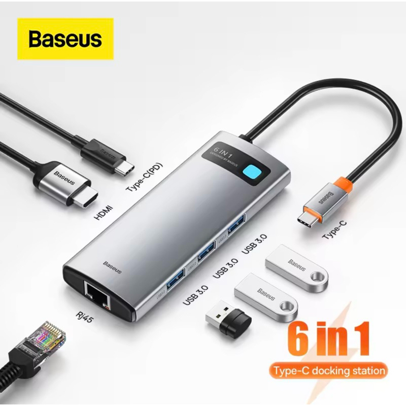 Hub Mở Rộng Đa Năng 6 in 1 Baseus StarJoy Type-C HUB Adapter HDMI+USB3.0x3+RJ45+TYPE C(PD100W ...