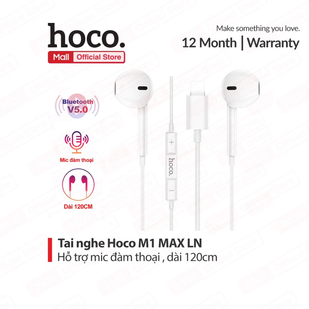 Tai nghe nhét tai Hoco M1 Max LN Bluetooth V5.0 dây TPE dùng cho ip6/7 ...