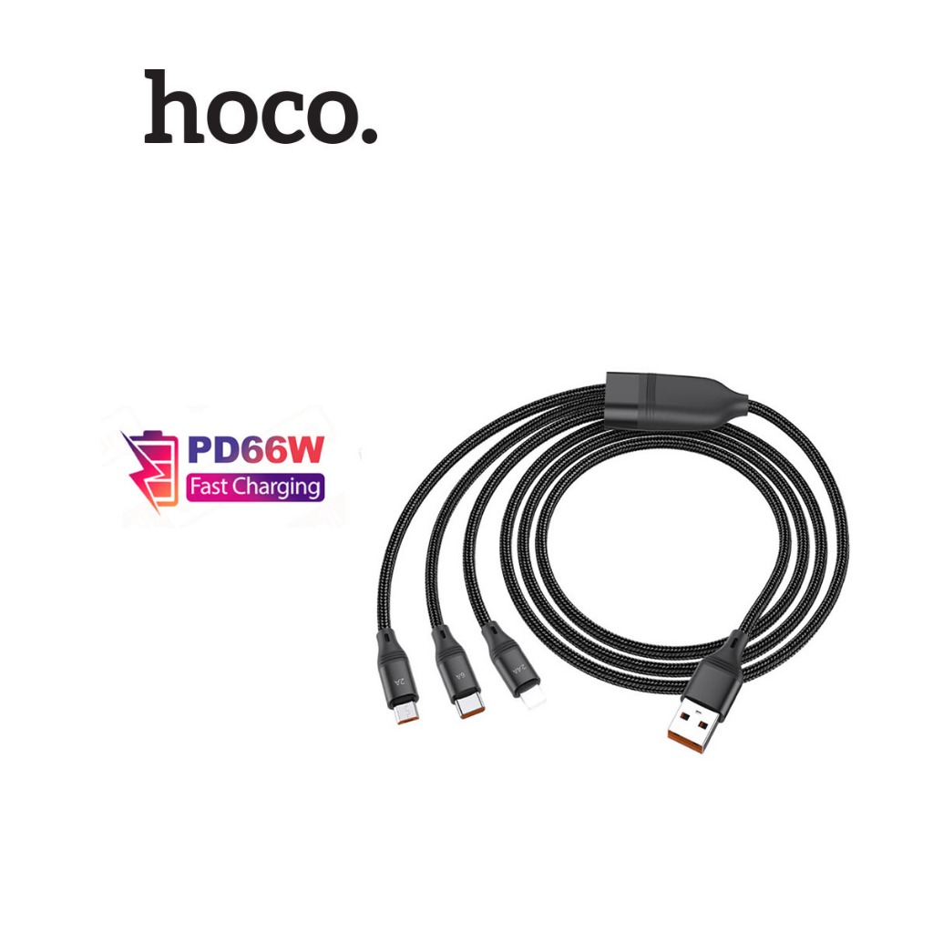 Cáp sạc nhanh 66W 3IN1 HOCO U104 USB dành cho Smartphone/Android/ip11 ...